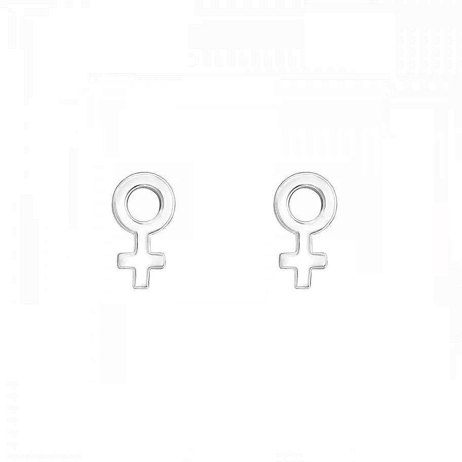 Silver Female Symbol Stud Earrings | The Alley